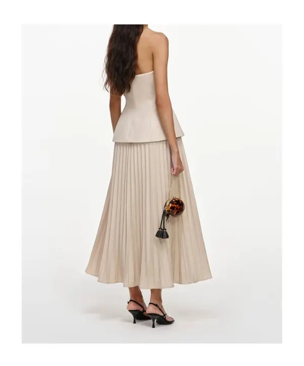 SELF-PORTRAIT Bandeau Pleated Midi Dress