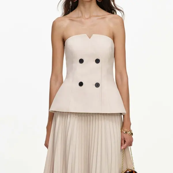 SELF-PORTRAIT Bandeau Pleated Midi Dress