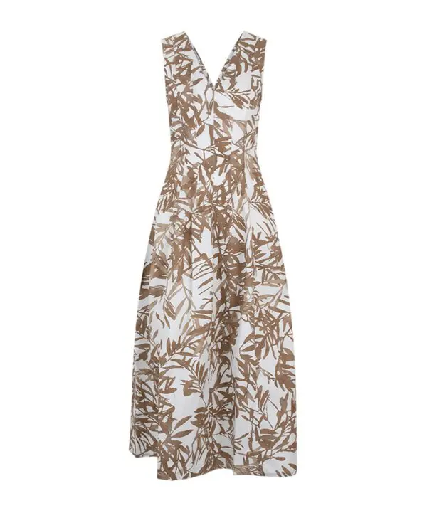 Brunello Cucinelli Herbarium-print Midi Dress - Brown