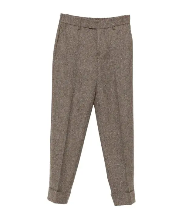 BERWICH Herringbone-pattern Wool Trousers