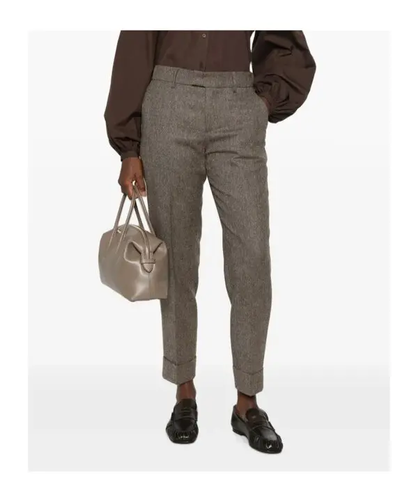 BERWICH Herringbone-pattern Wool Trousers