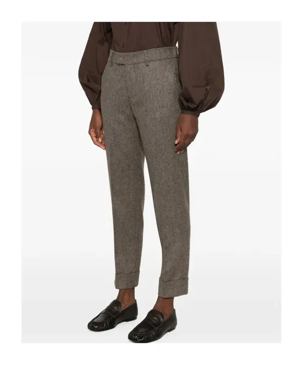 BERWICH Herringbone-pattern Wool Trousers