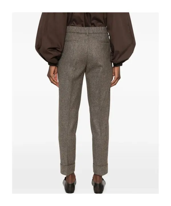 BERWICH Herringbone-pattern Wool Trousers