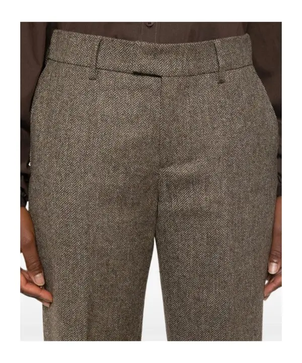 BERWICH Herringbone-pattern Wool Trousers