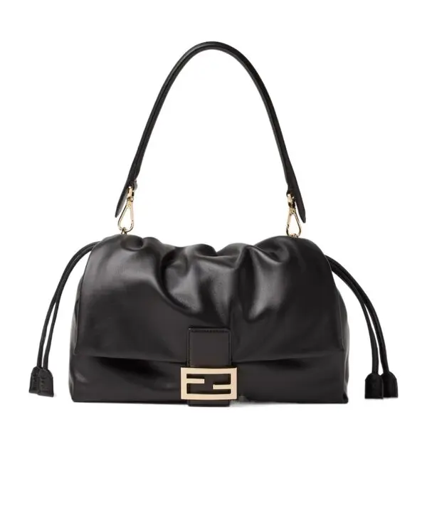 Fendi Baguette Soft Large Nappa Leather Bag - Black