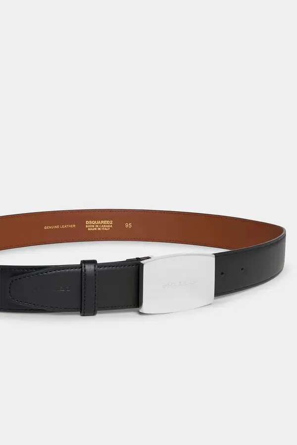 Dsquared2 Classic Belt With Engraved Logo Buckle