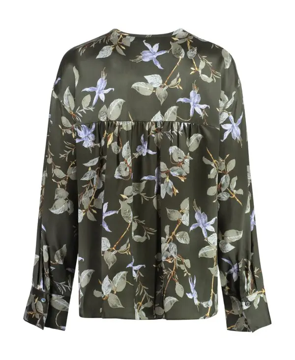 Vince Bellflower Satin V-neck Blouse