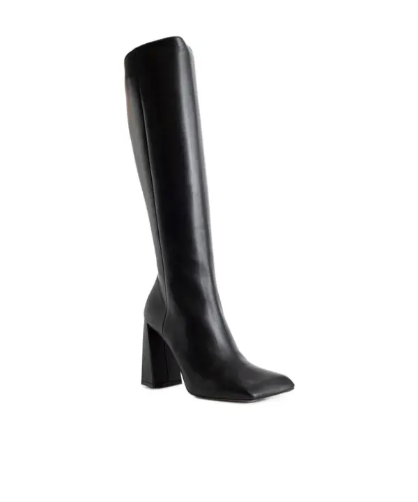 Amina Muaddi High-heeled Square Toe Leather Boots
