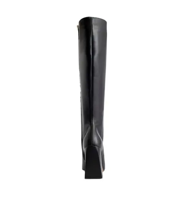 Amina Muaddi High-heeled Square Toe Leather Boots