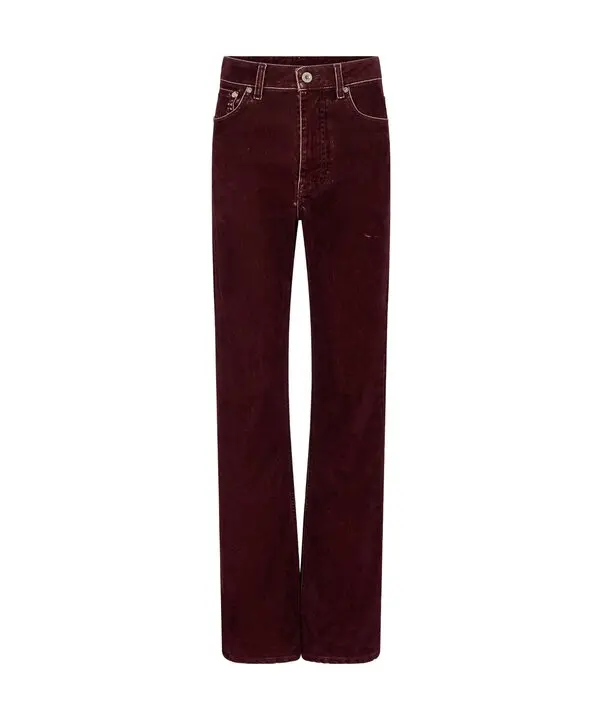 Rabanne High-waist Straight-leg Velvet Trousers - Brown