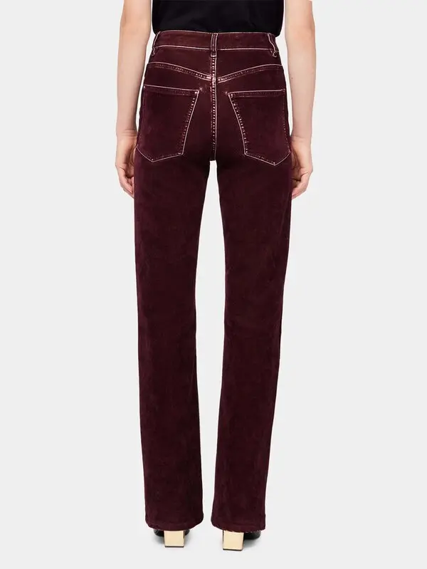 Rabanne High-waisted Straight-leg Velvet Trousers