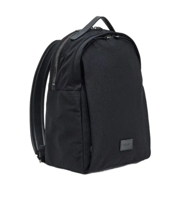 Giorgio Armani Mesh Backpack With Leather Inserts And Adjustable Shoulder Straps