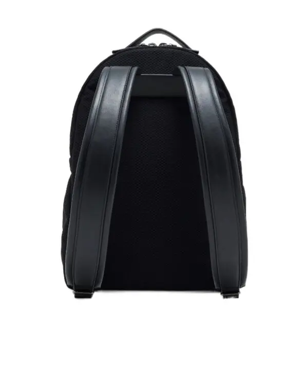 Giorgio Armani Mesh Backpack With Leather Inserts And Adjustable Shoulder Straps