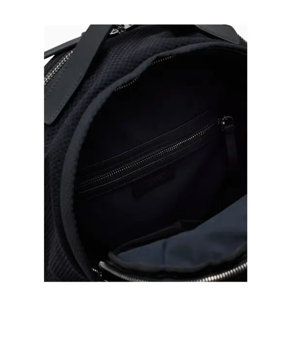Giorgio Armani Mesh Backpack With Leather Inserts And Adjustable Shoulder Straps