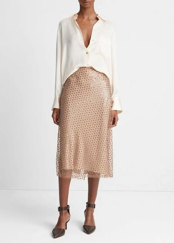 Vince Beaded Sequined Skirt