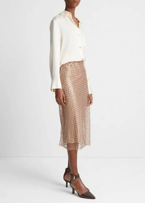 Vince Beaded Sequined Skirt