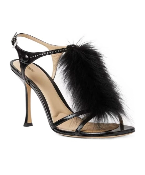Fendi Leather Sandals With Fur Accents