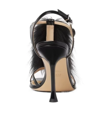 Fendi Leather Sandals With Fur Accents