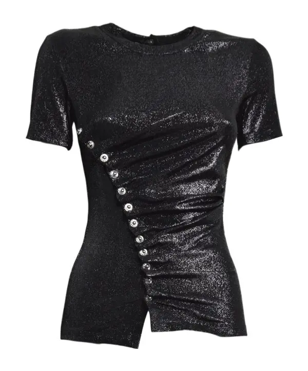 Rabanne Draped Button Jersey Top