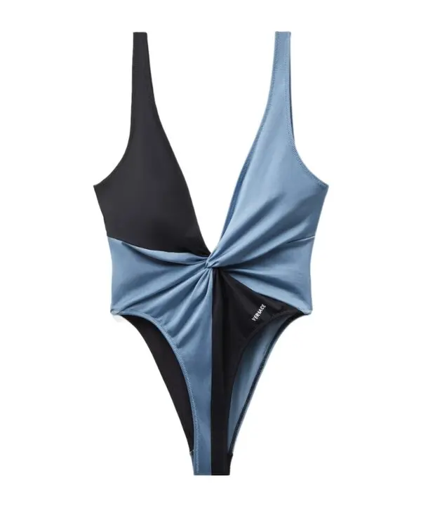 Versace Twist-detail One-piece Swimsuit - Black Blue