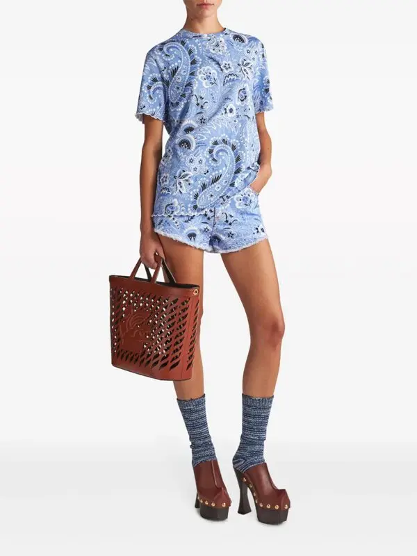 Etro Paisley Print Crewneck T-shirt - Blue