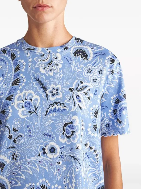 Etro Paisley Print Crewneck T-shirt - Blue