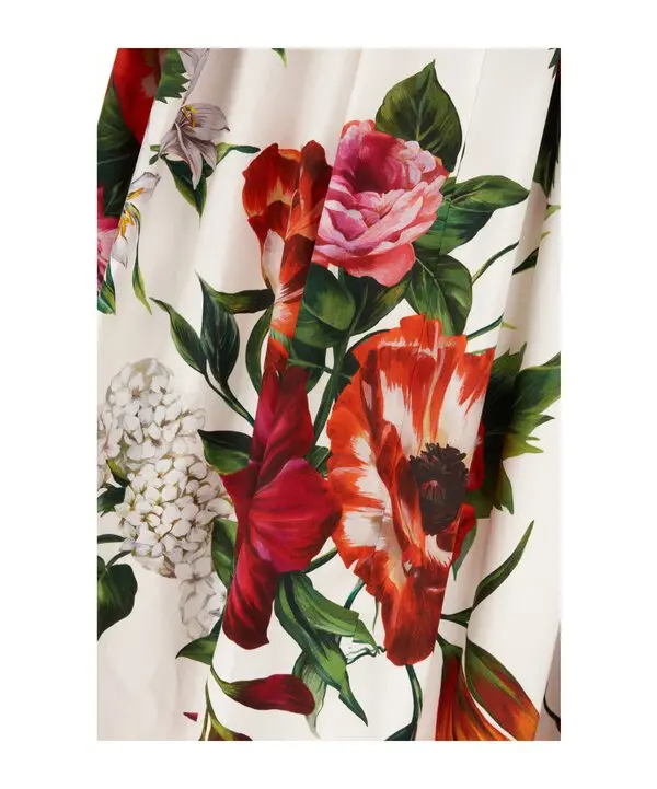 Dolce & Gabbana Sleeveless Floral Print Poplin Midi Dress