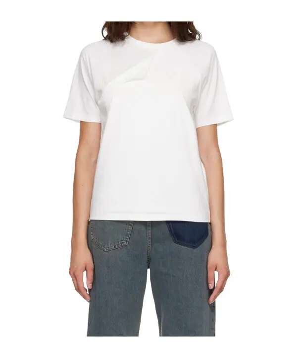 MAISON MARGIELA Short Sleeve Crewneck T-shirt With Front Pleat Detail - White