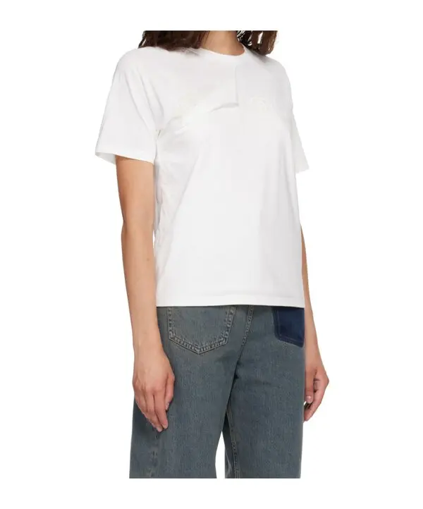 MAISON MARGIELA Short Sleeve Crewneck T-shirt With Front Pleat Detail - White