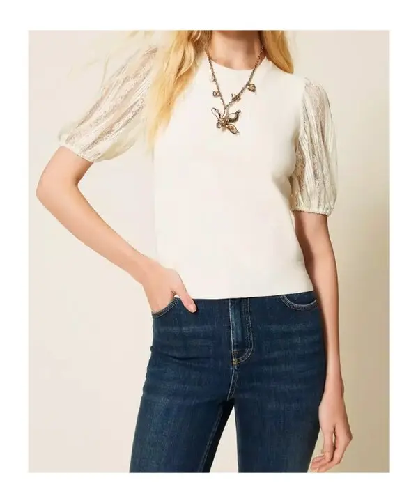 TWINSET Lace-sleeve Top