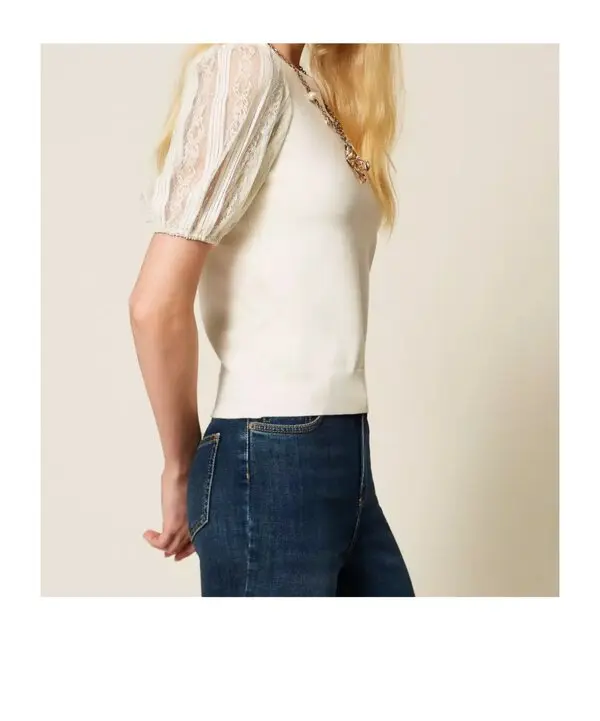 TWINSET Lace-sleeve Top