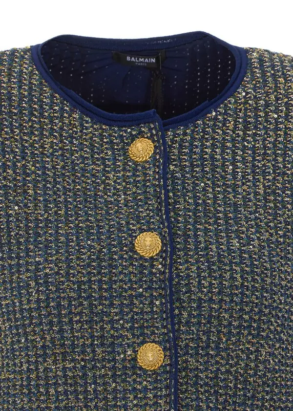 Balmain Sequinned Cropped Cardigan