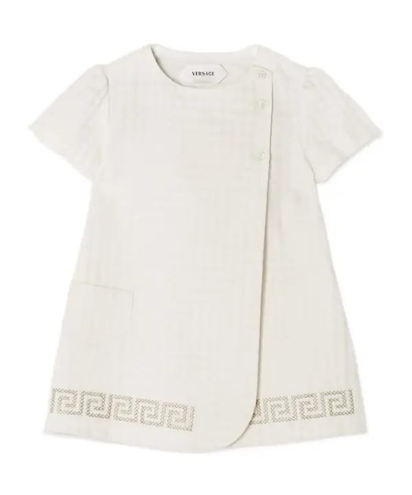 Versace Micro-check Jacquard Cotton Dress - White