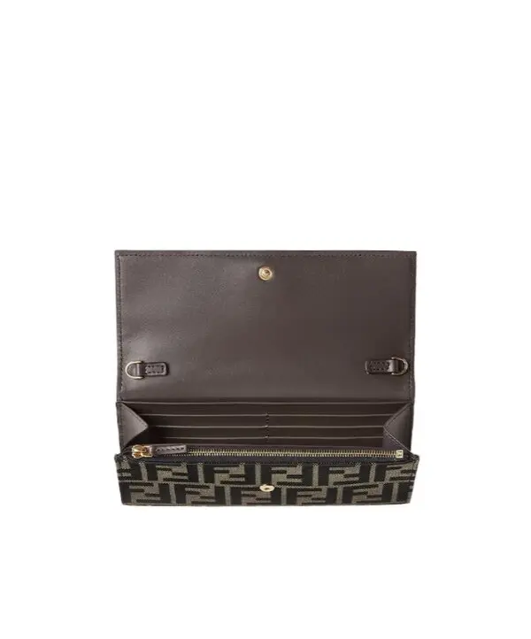Fendi Monogrammed Continental Wallet With Chain Strap
