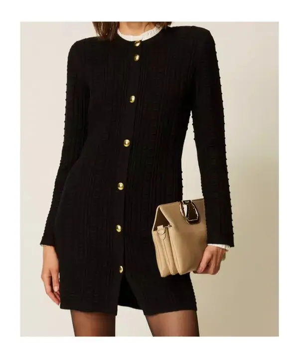 TWINSET Short Button-front Dress With Stand Collar
