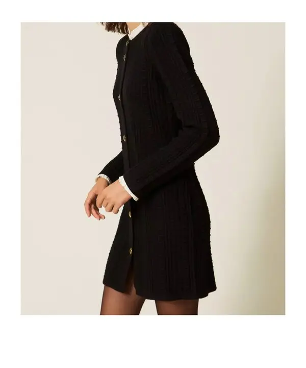 TWINSET Short Button-front Dress With Stand Collar