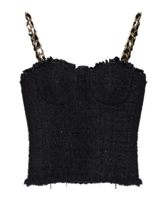 Balmain Chain-strap Tweed Top