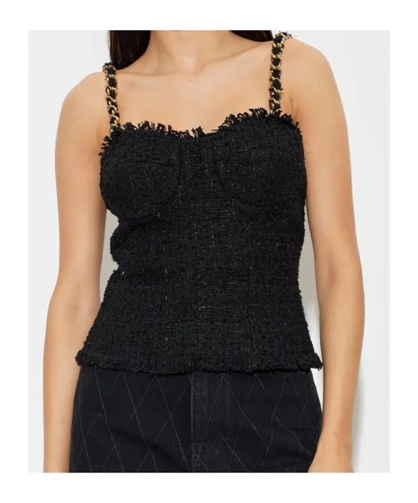 Balmain Chain-strap Tweed Top