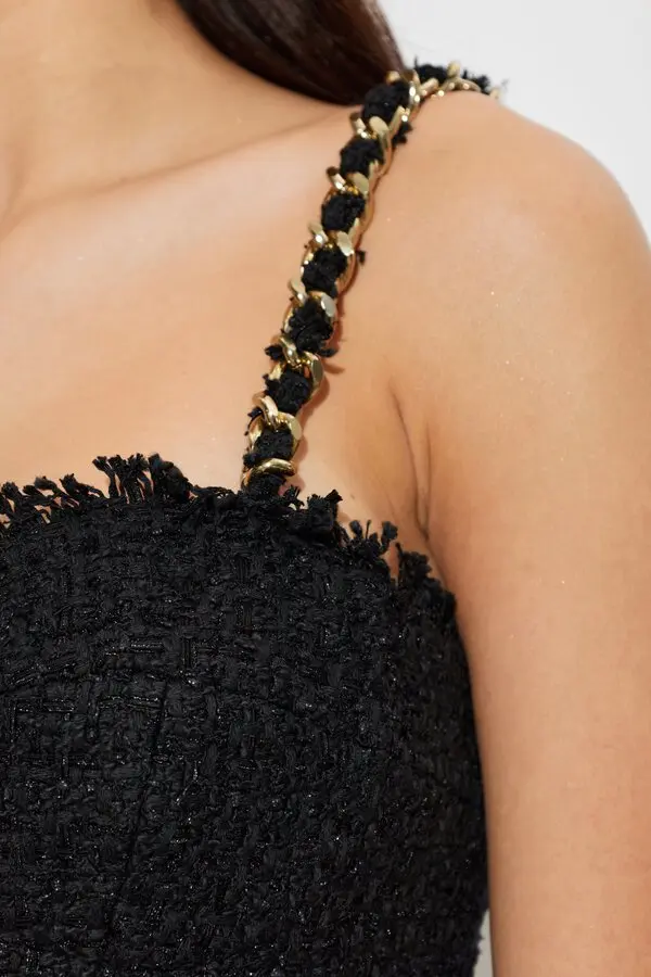 Balmain Chain-strap Tweed Top