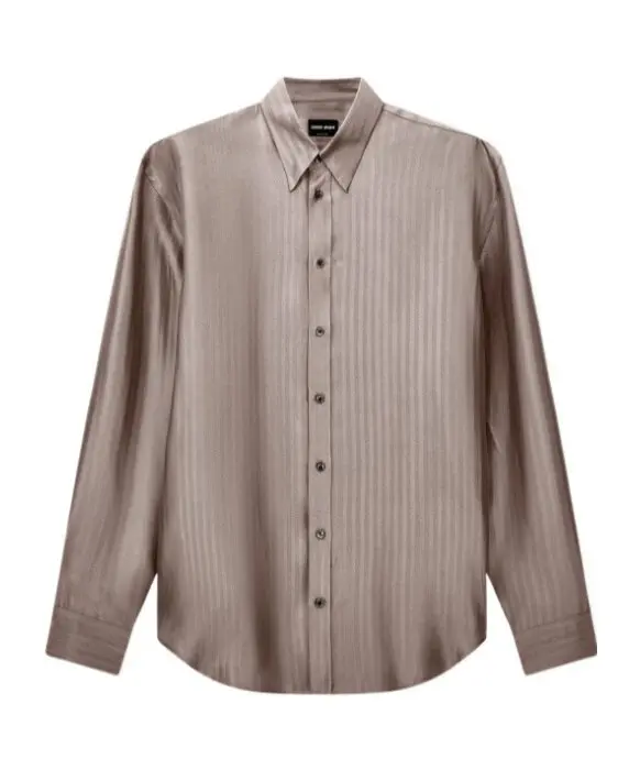 Giorgio Armani Herringbone Pattern Shirt - Brown