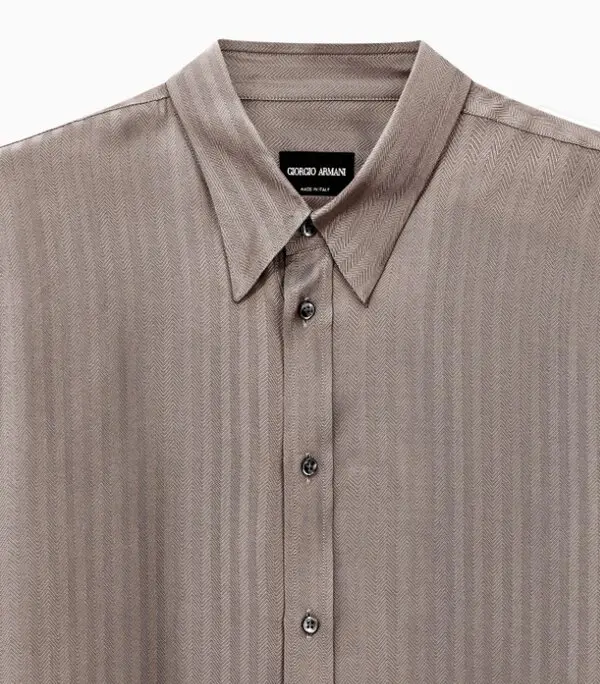 Giorgio Armani Herringbone Pattern Shirt - Brown