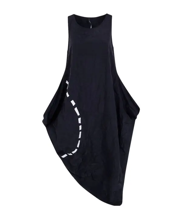 MARIA CALDERARA Sleeveless Round Neck Dress - Blackwhite
