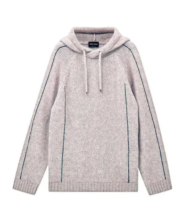 Giorgio Armani Sweater Oversized Plain Knit In Alpaca And Wool