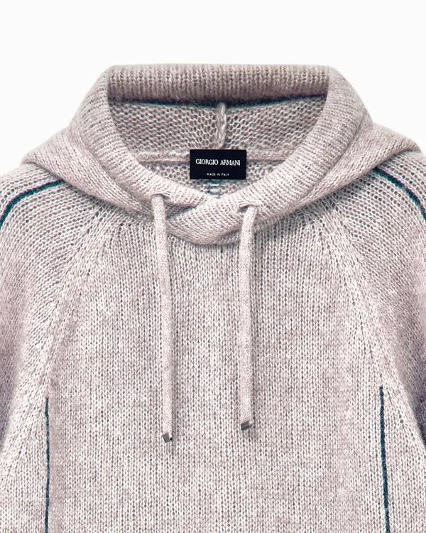Giorgio Armani Sweater Oversized Plain Knit In Alpaca And Wool