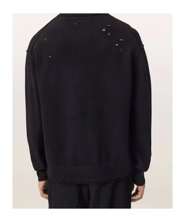 ALLSAINTS Wolf Distressed Wool Blend Knit Top - Black