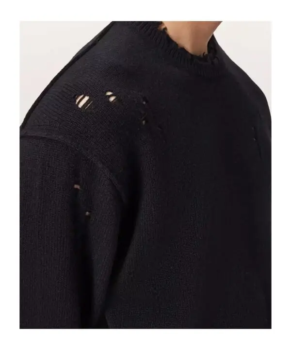ALLSAINTS Wolf Distressed Wool Blend Knit Top - Black