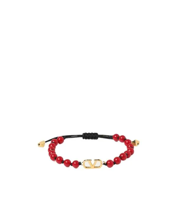 Valentino Garavani Vlogo Signature Bead Embellishment Bracelet - Red