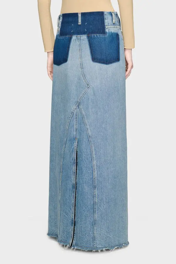 MAISON MARGIELA Two-tone Denim Maxi Skirt