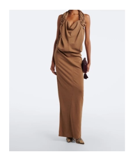Magda Butrym Floral Appliqué Wool-blend Gown - Brown