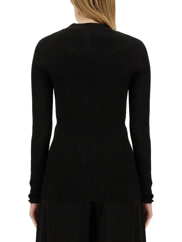 Fabiana Filippi Ribbed V-neck Long-sleeved Sweater